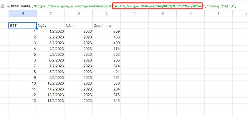 Cách sử dụng hàm IMPORTRANGE lấy dữ liệu trong Google Sheet